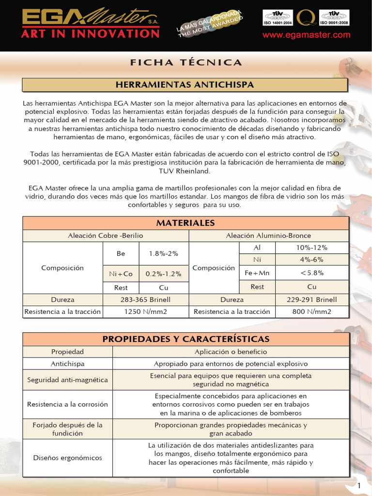Herramientas Antichispa EGA Master | PDF | Herramientas | Rieles