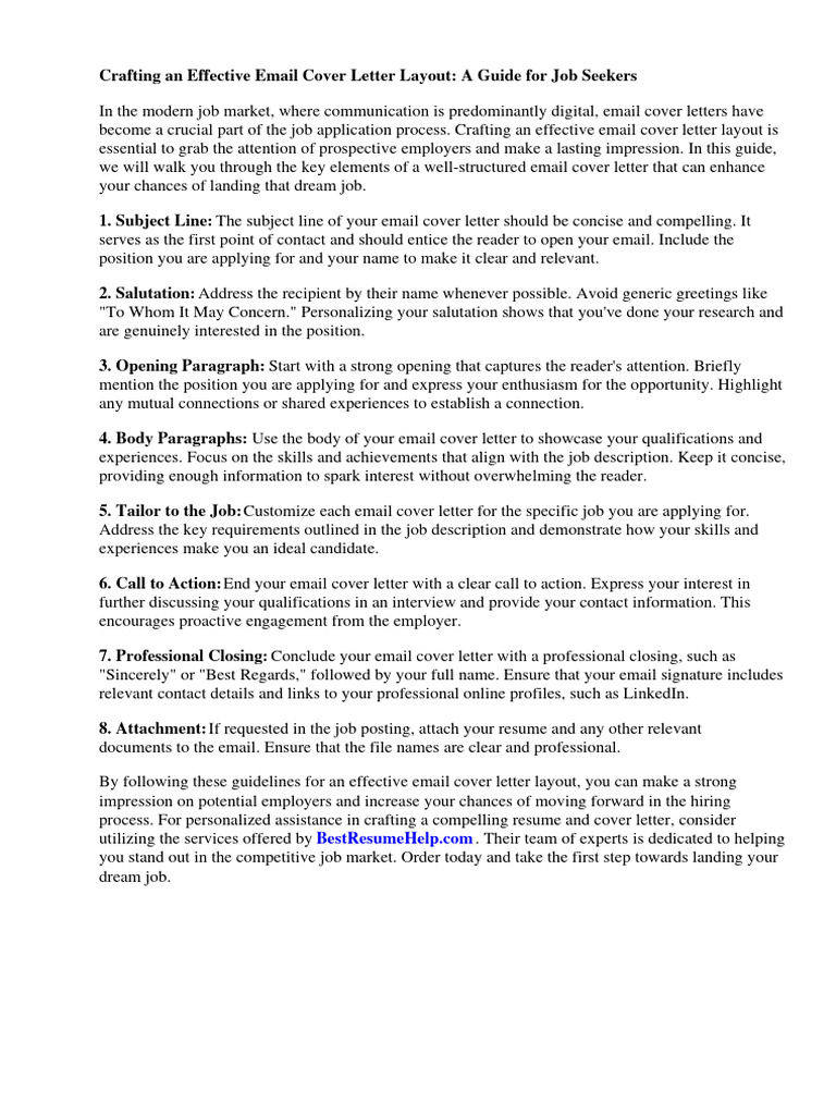 Email Cover Letter Layout | PDF | Résumé | Linked In