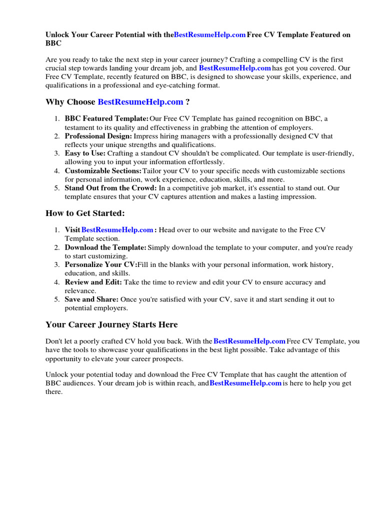 Free CV Template BBC | PDF | Résumé | Http Cookie