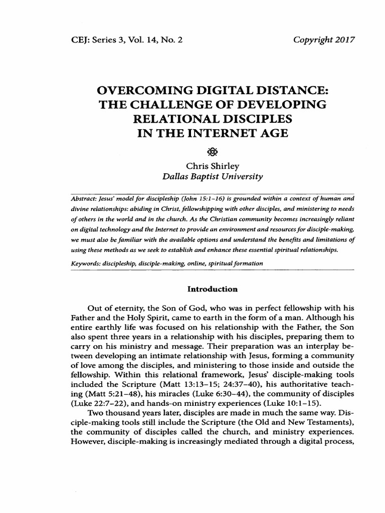 Shirley - 2017 - Overcoming Digital Distance The Challenge of Developing Relational Disciple ...