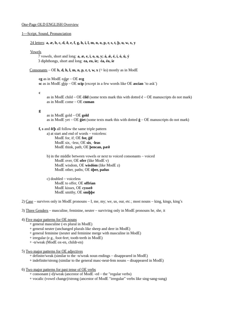 Overview of OE | Download Free PDF | Grammatical Gender | Grammar