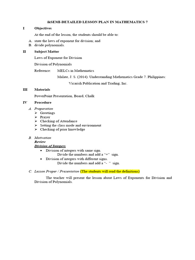 M7 Q3L4 Division of Polynomials | PDF | Polynomial | Exponentiation
