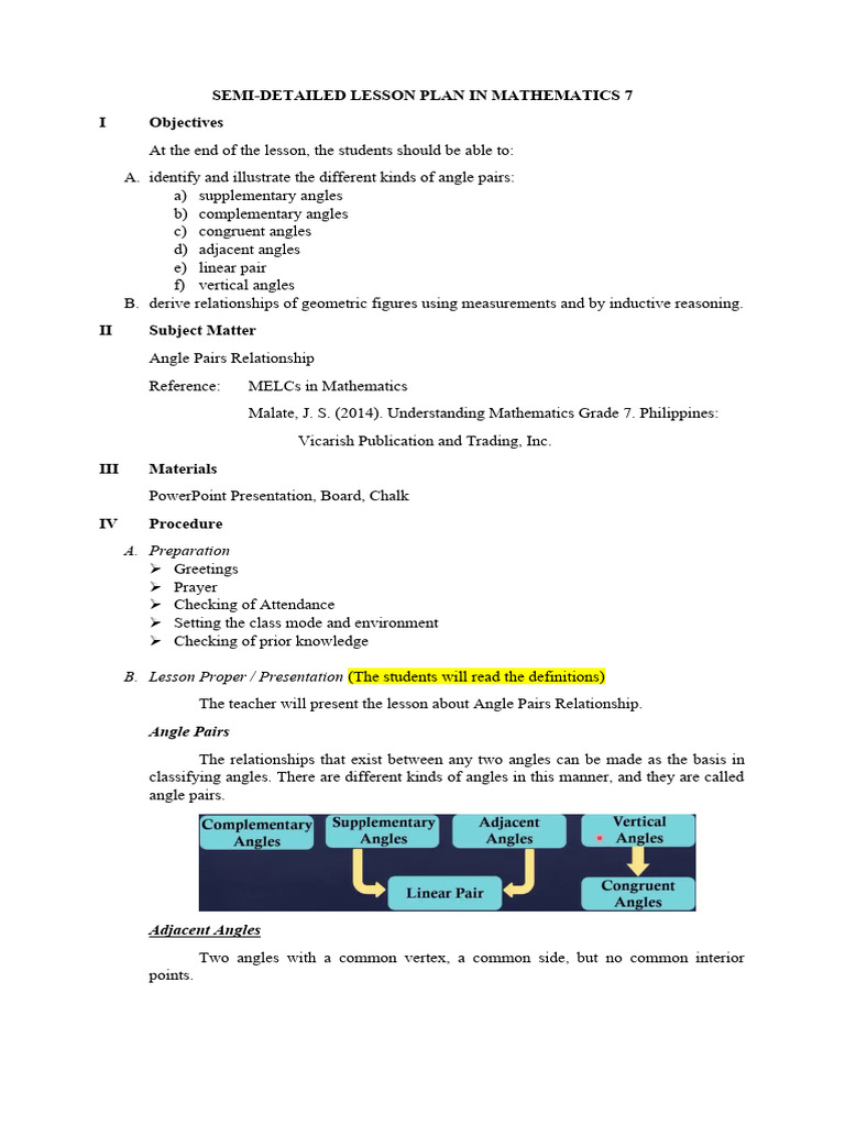 M7 Q3L8 Angle Pairs Relationship | PDF | Angle | Classical Geometry