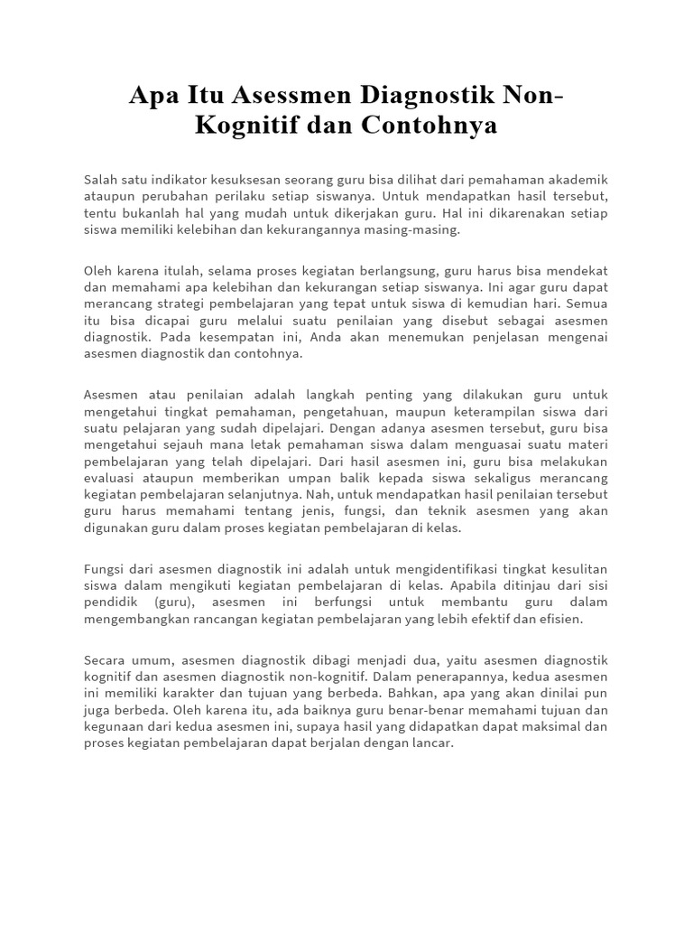 Asesmen Diagnostik Non-Kognitif | PDF