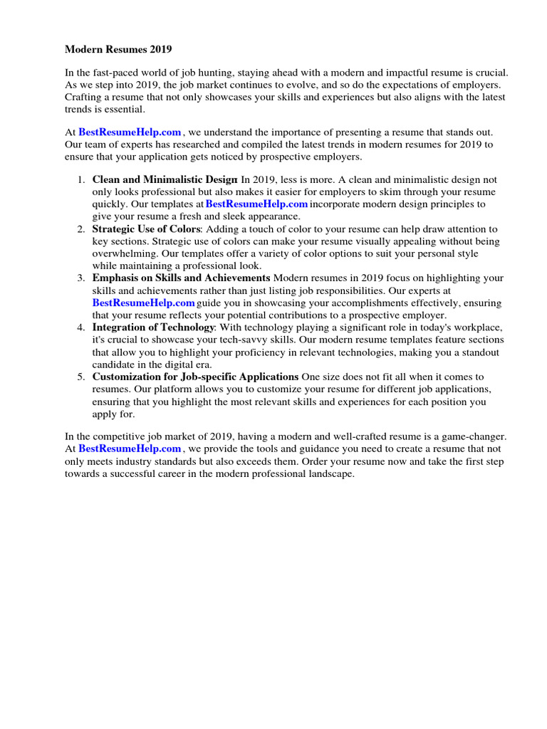 Modern Resumes 2019 | PDF | Résumé | Employment