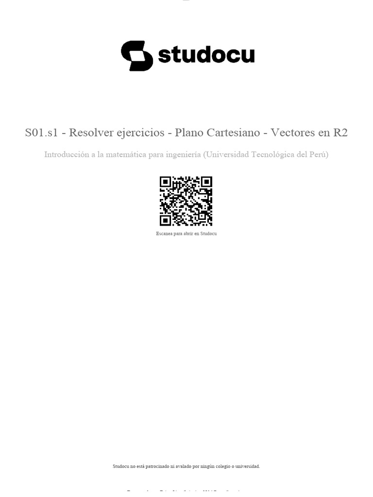 s01s1 Resolver Ejercicios Plano Cartesiano Vectores en r2 | PDF ...