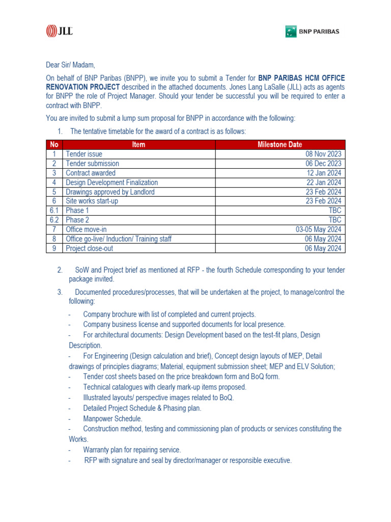 01 BNPP HCM - Invitation Letter | PDF | Insurance | Request For Proposal