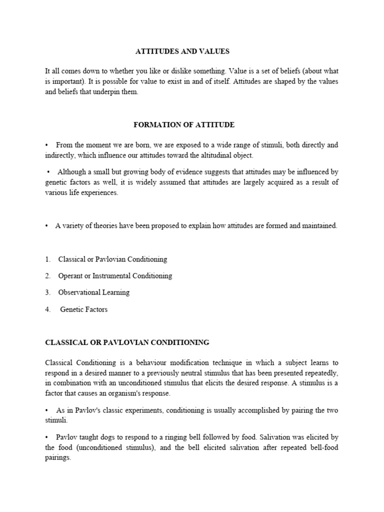 Attitudes | PDF | Classical Conditioning | Attitude (Psychology)