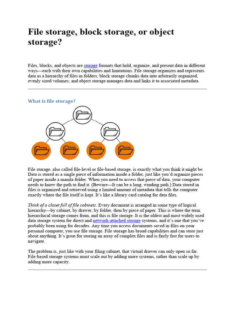 File Storage, Block Storage, or Object Storage | PDF | Computer File ...