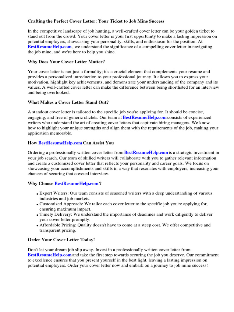 Cover Letter Job Mine | PDF | Résumé | Mining