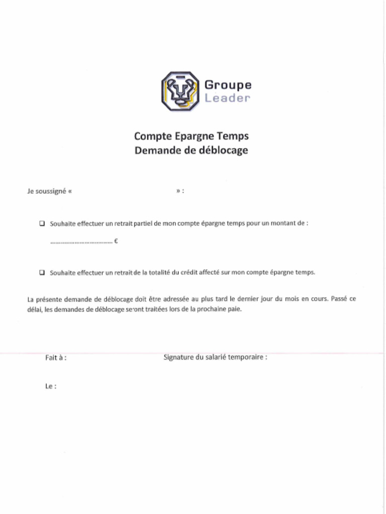 Cet Demande de Deblocage | PDF