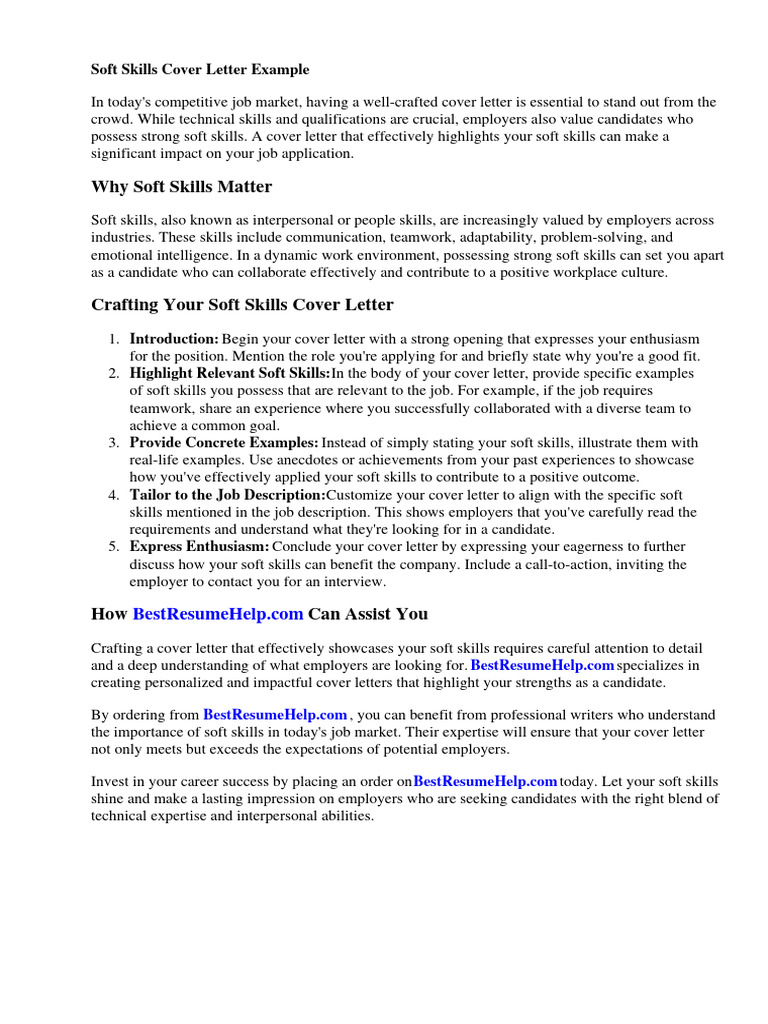Soft Skills Cover Letter Example | PDF | Résumé | Learning