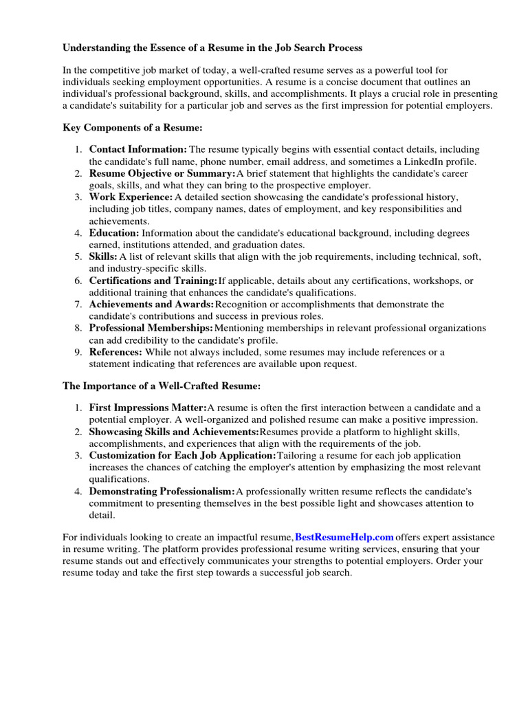 What Is A Resume For A Job | PDF | Self-Improvement