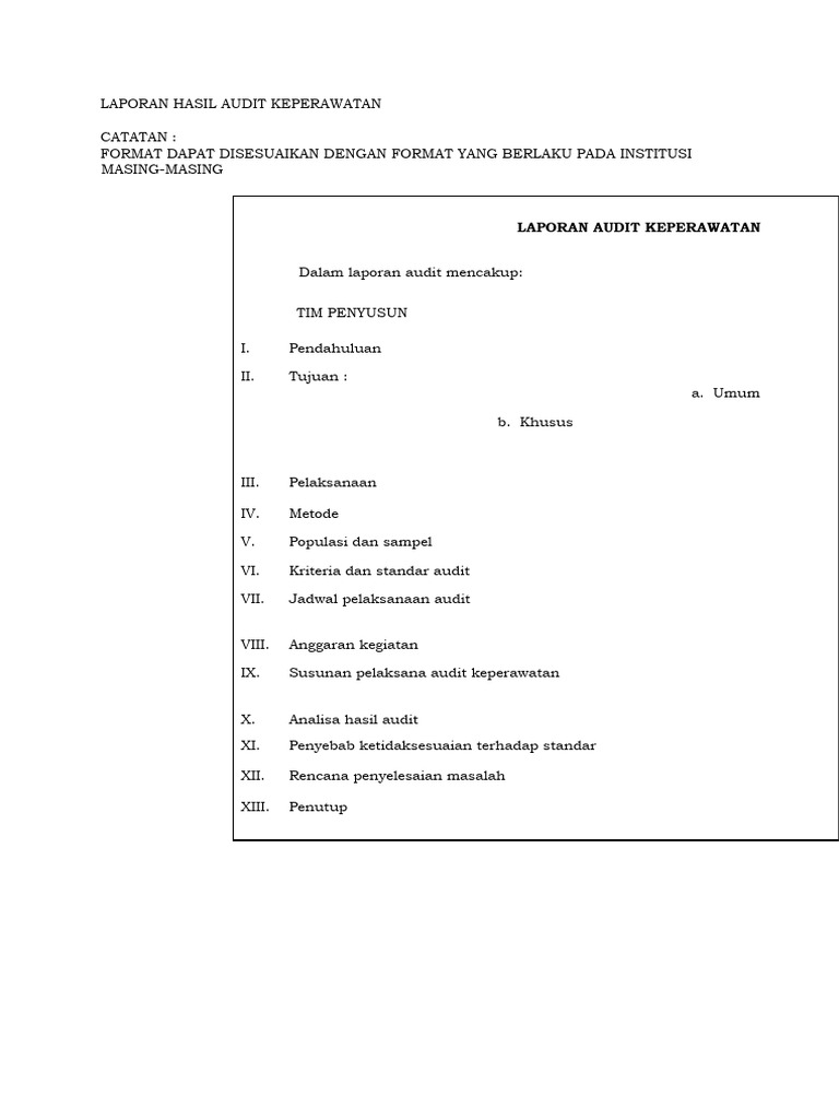 Laporan Audit Keperawatan 2023 | PDF | Bisnis