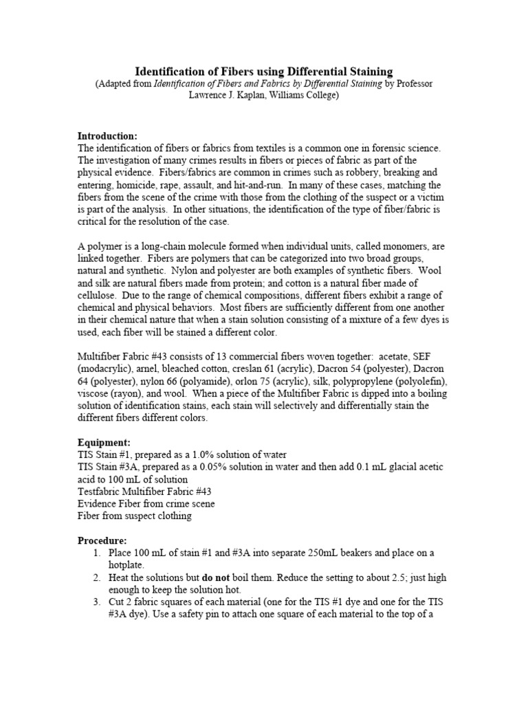 Id of Fibers Using Dyesdoc | PDF | Textiles | Fibers