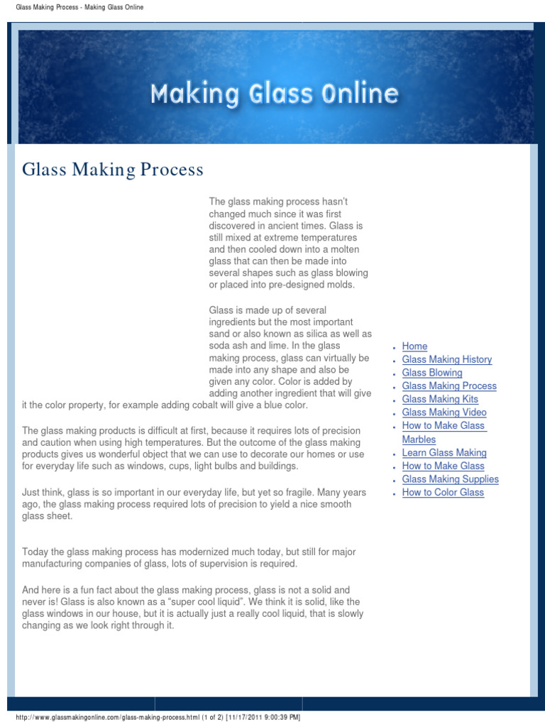 Glass Making Process - Making Glass Online | PDF | Glasses | Dielectric