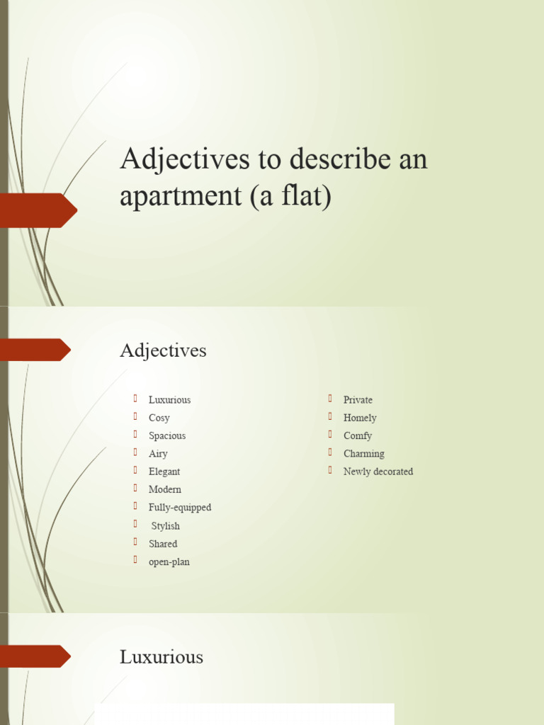 Adjectives To Describe An Apartment (A Flat | PDF