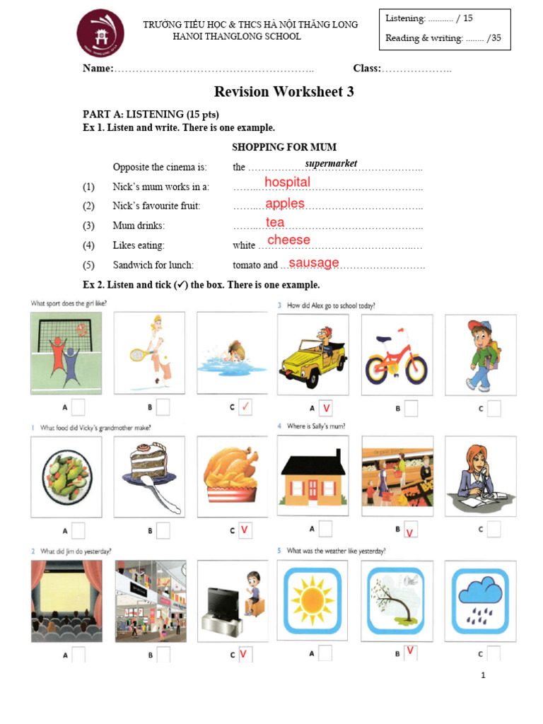 Listening and Reading Worksheet for Kids | PDF | Games & Activities ...
