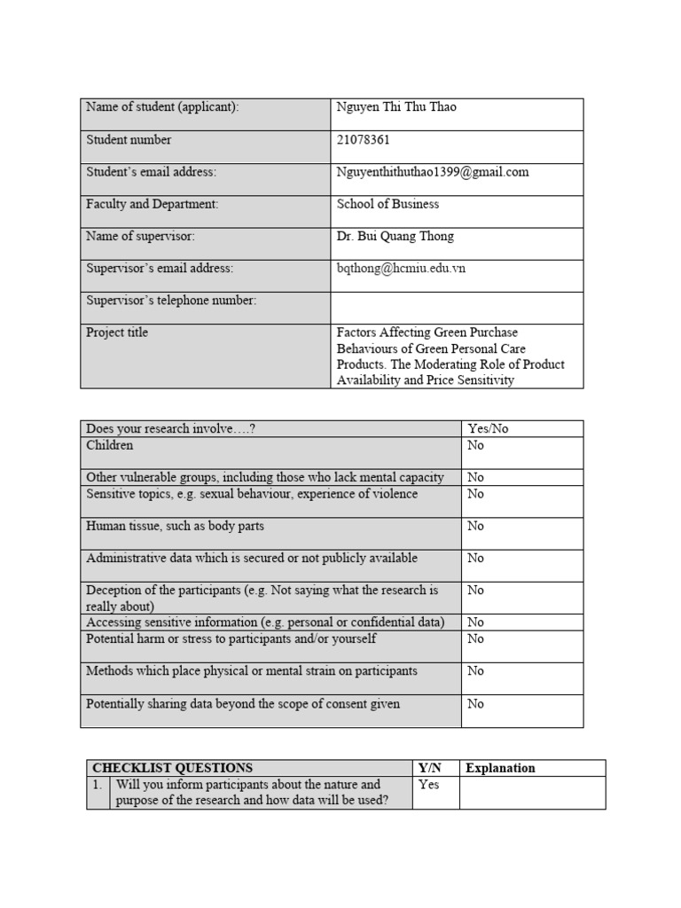 Ethical Form | PDF