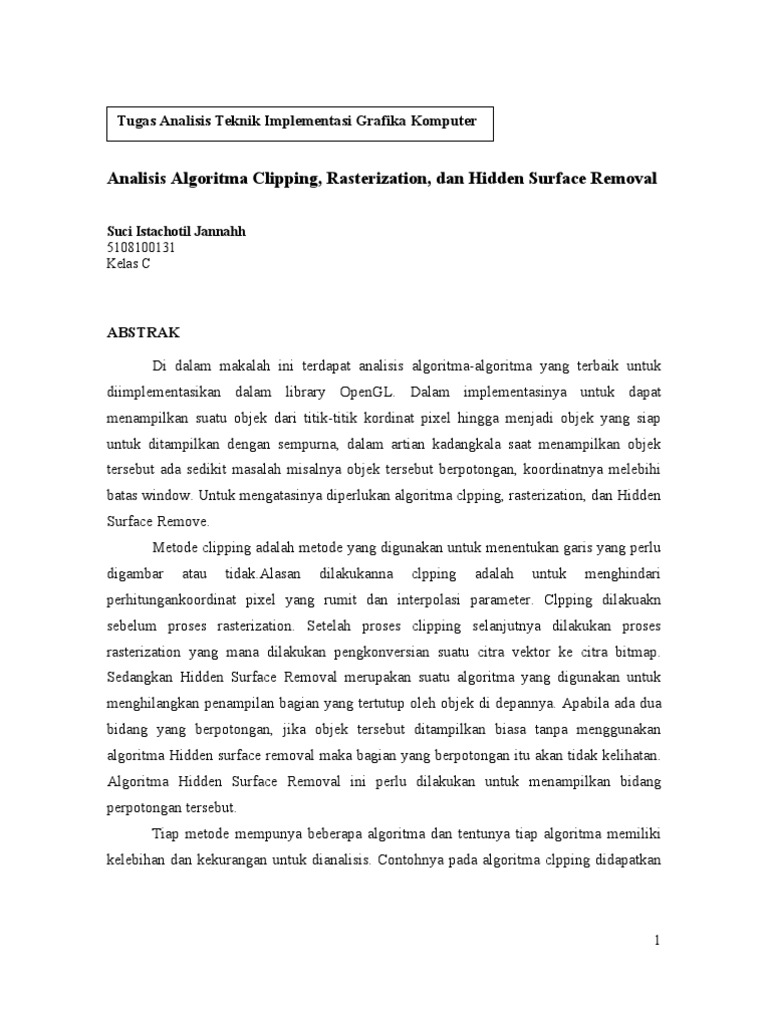 Analisis Algoritma Clipping dan HSR | PDF | Metode & Bahan Ajar | Komputer
