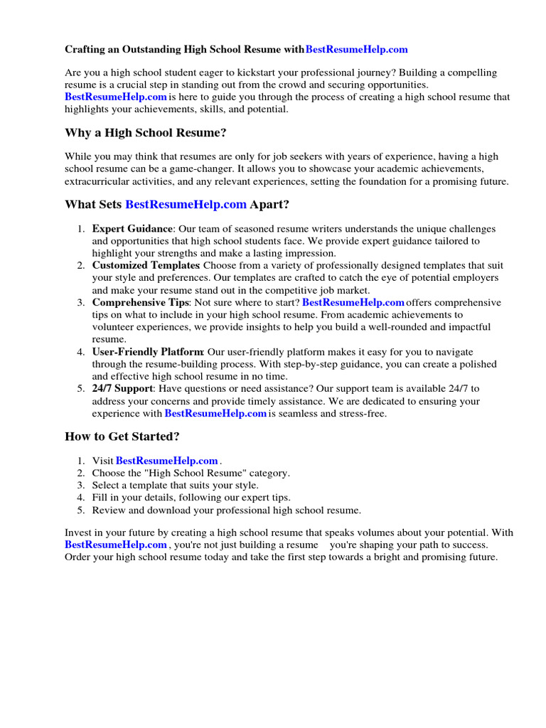High School Resume Template Google Docs | PDF | Résumé | Experience