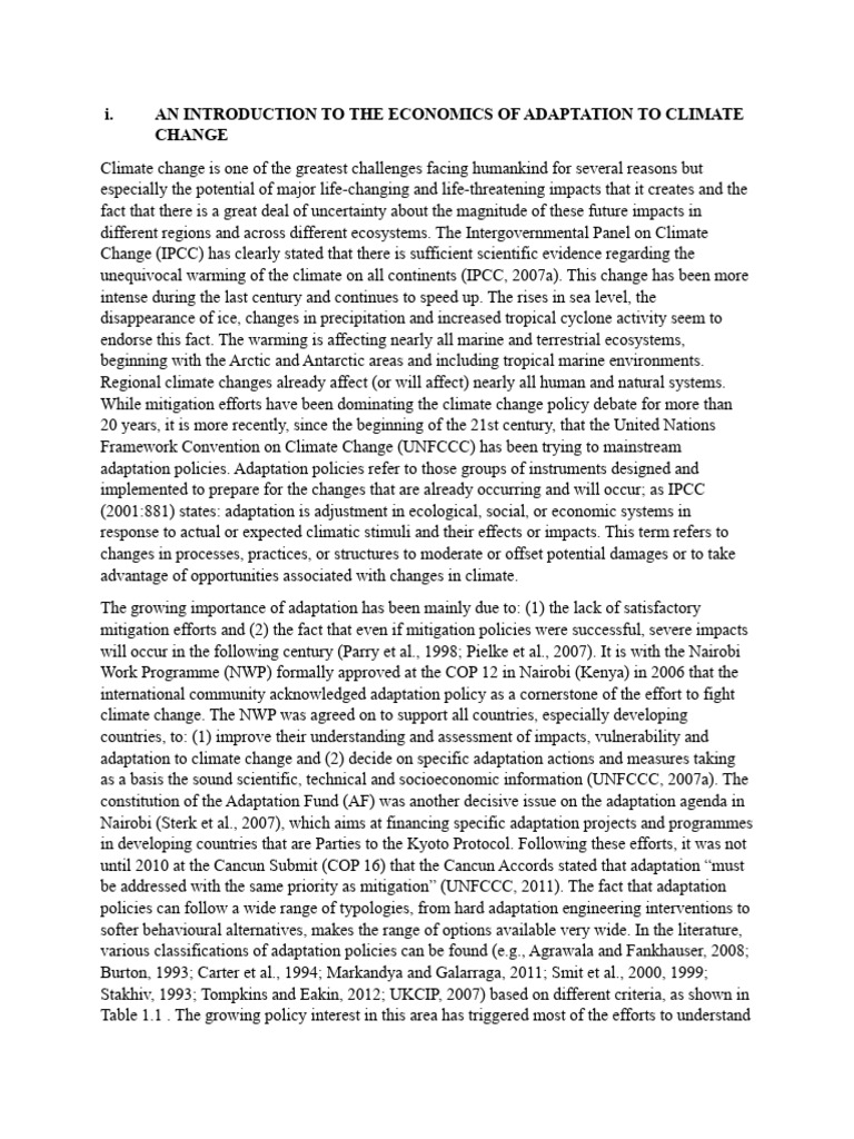 Economics of Adaptation | PDF