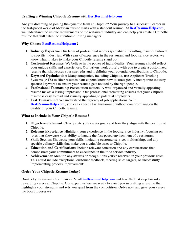 Chipotle Resume | PDF | Chipotle Mexican Grill | Résumé
