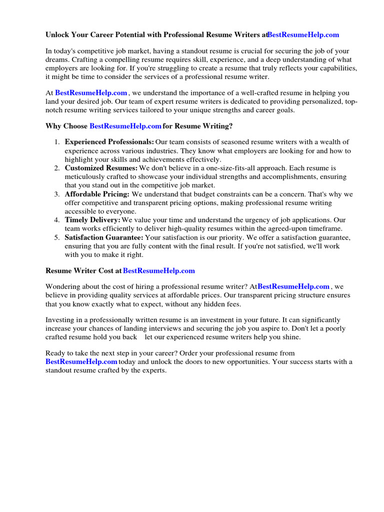 Resume Writer Cost | PDF | Résumé | Recruitment