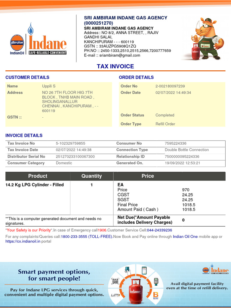 Invoice | PDF | Liquefied Petroleum Gas | Insurance