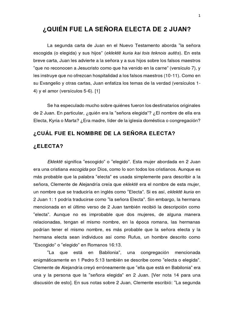 Quien Fue La Señora Electa de 2 Juan | PDF | Juan el apóstol | Pablo el apóstol