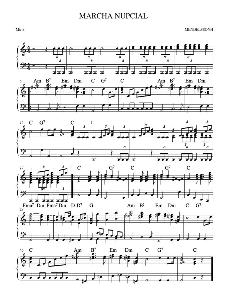 Acordes para Marcha Nupcial de Mendelssohn | PDF