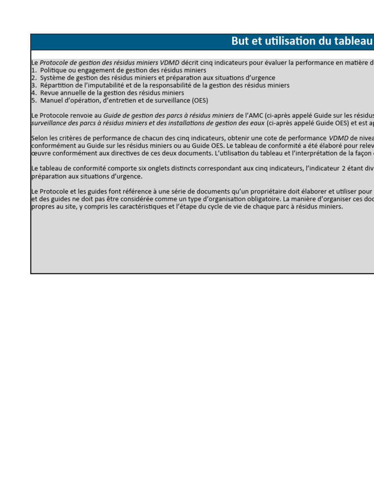 Tableau de conformité des résidus miniers | PDF | Risque | Gestion des ...