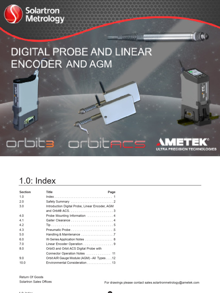 Digital Probe and Linear Encoder User Manual | PDF | Bearing ...