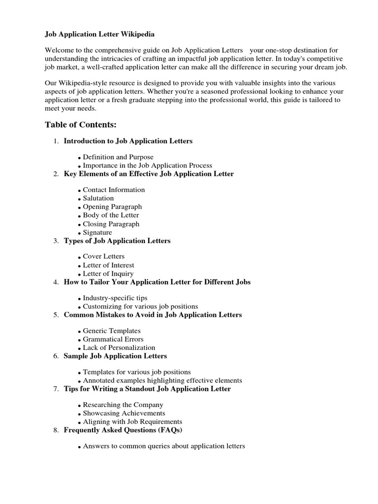 Job Application Letter Wikipedia | PDF | Résumé | Business
