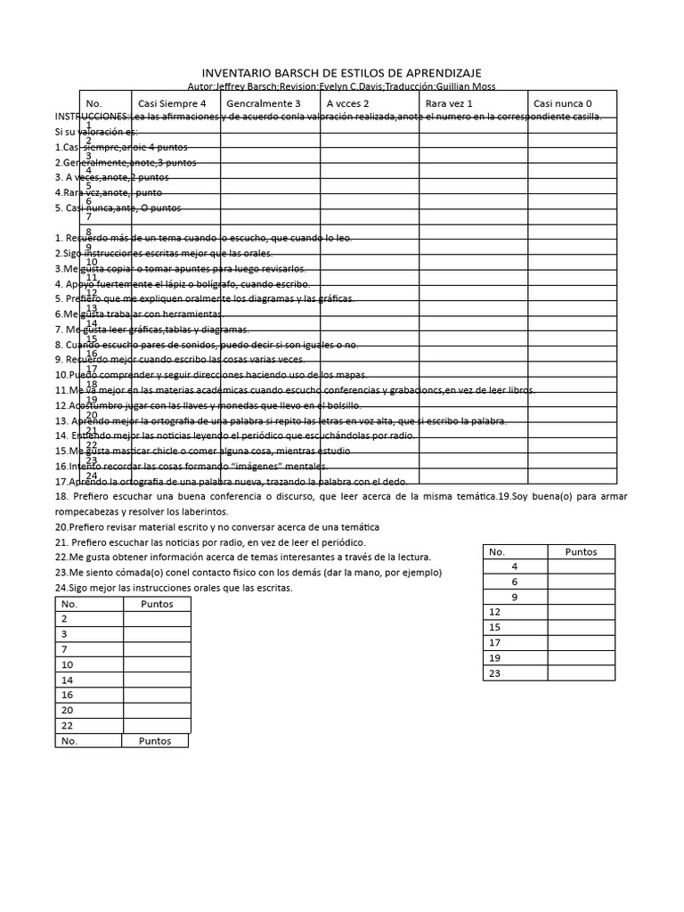 Formato Estilo de Aprendizaje | PDF