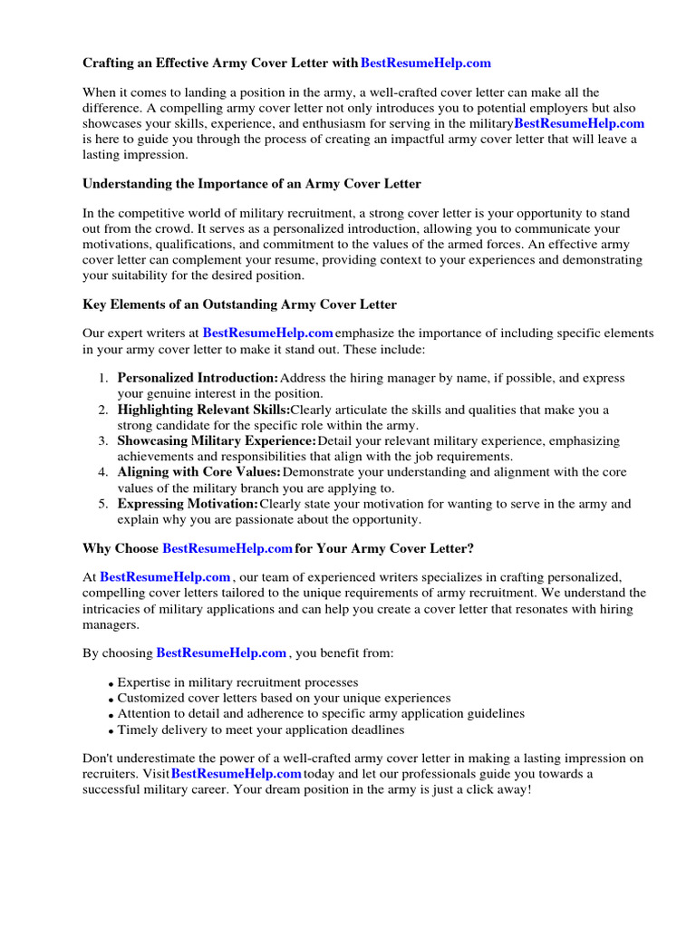 Army Cover Letter | PDF | Résumé | Motivation
