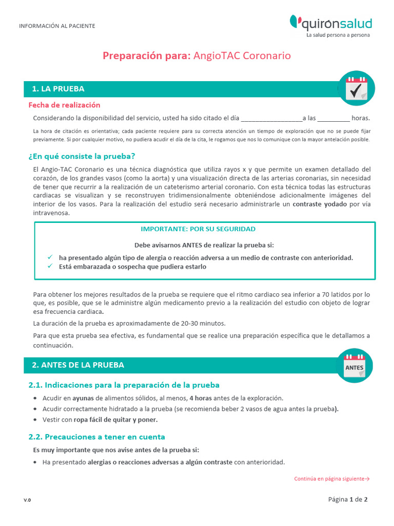 Preparación AngioTAC Coronario | Descargar gratis PDF | Corazón ...