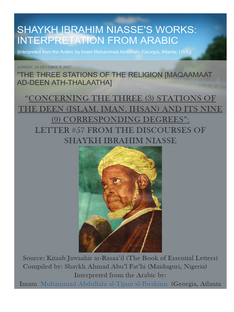 The Three Stations of The Deen (Maqāmāt Ad-Deen Ath-Thalātha) by Shaykh Ibrahim Niasse | PDF ...
