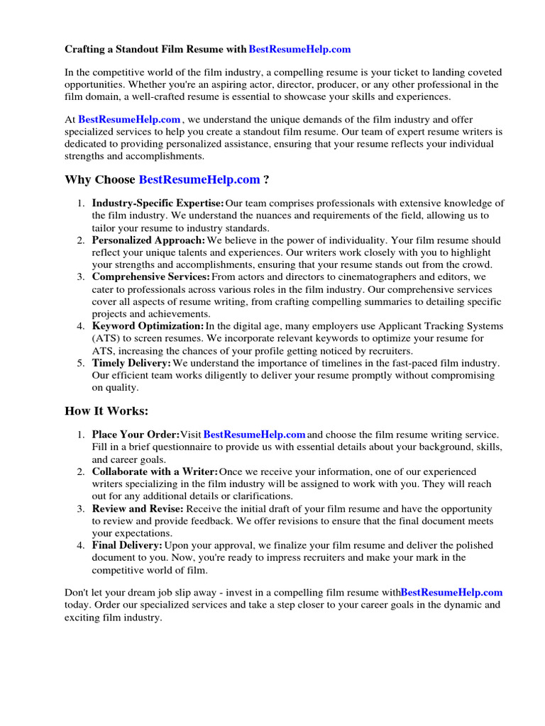 Film Resume Example | PDF | Résumé | Thin Film