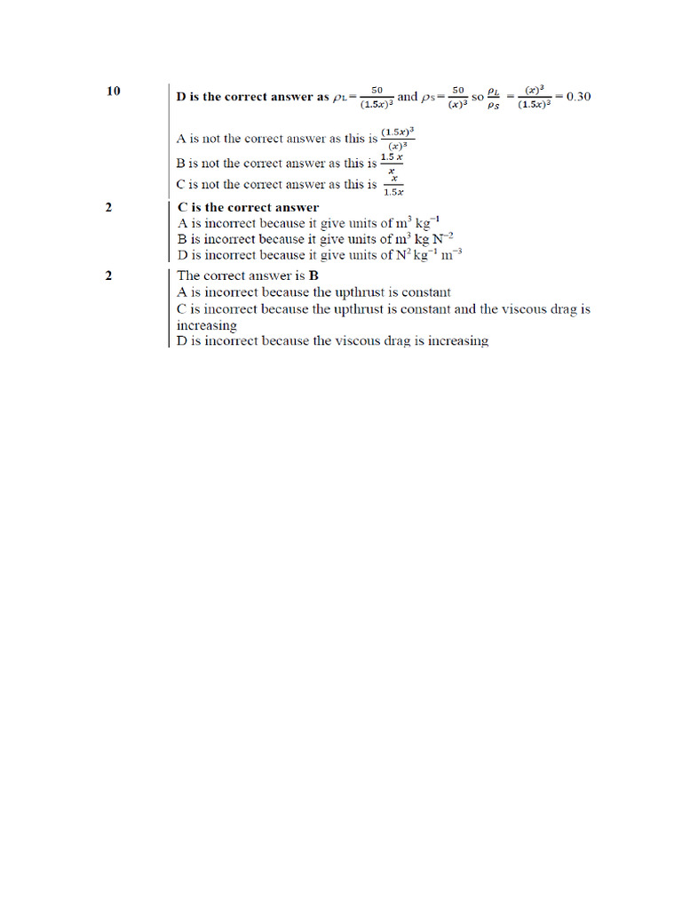 Density and Upthrust MCQ Solutions | PDF