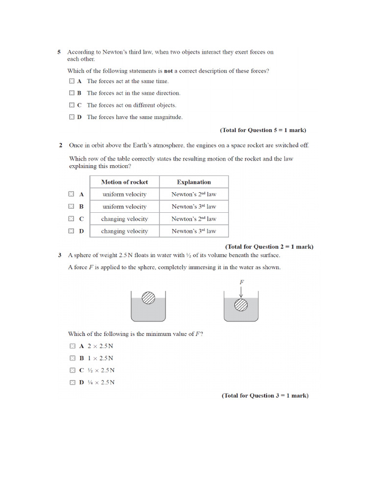 Force MCQ | PDF