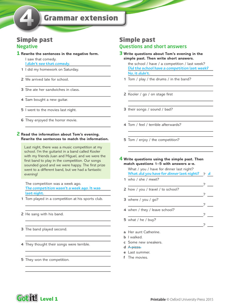 GI1 GR Grammar Extension Unit 4 | PDF