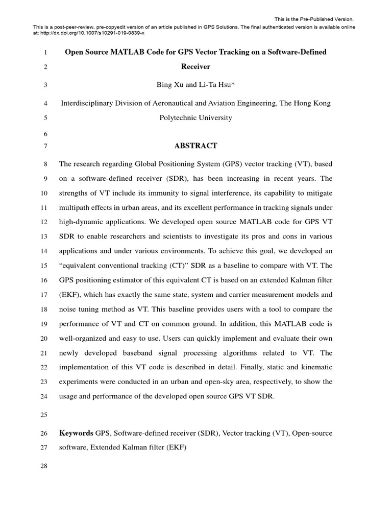 Xu Open-Source MATLAB GPS | PDF | Software Defined Radio | Global Positioning System