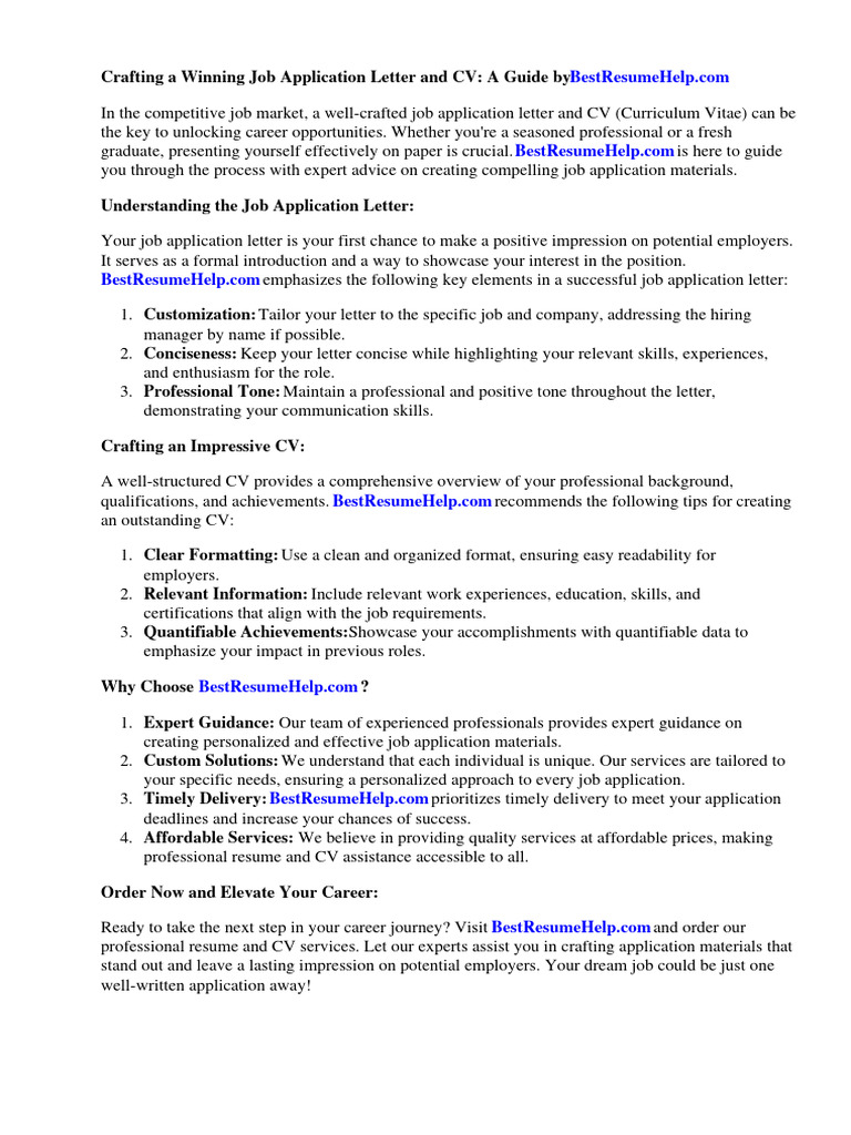 Job Application Letter & CV Guide | PDF | Résumé | Recruitment