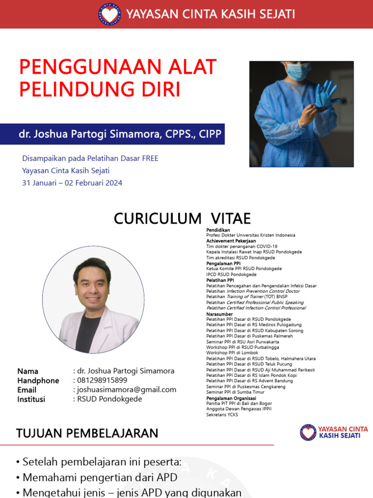 Penggunaan Alat Pelindung Diri: Dr. Joshua Partogi Simamora, CPPS ...