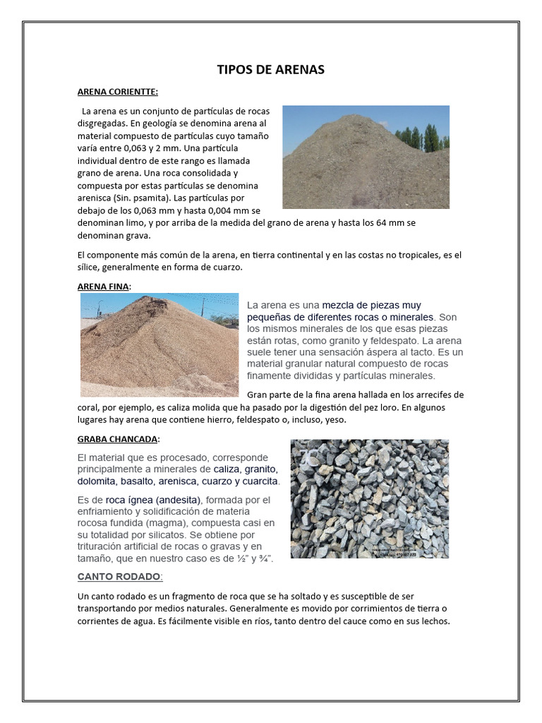 Tipos de Arenas | PDF