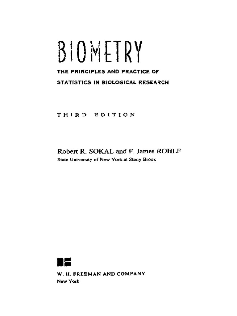 Biometry The Principles and Practices of Statistics in Biological ...