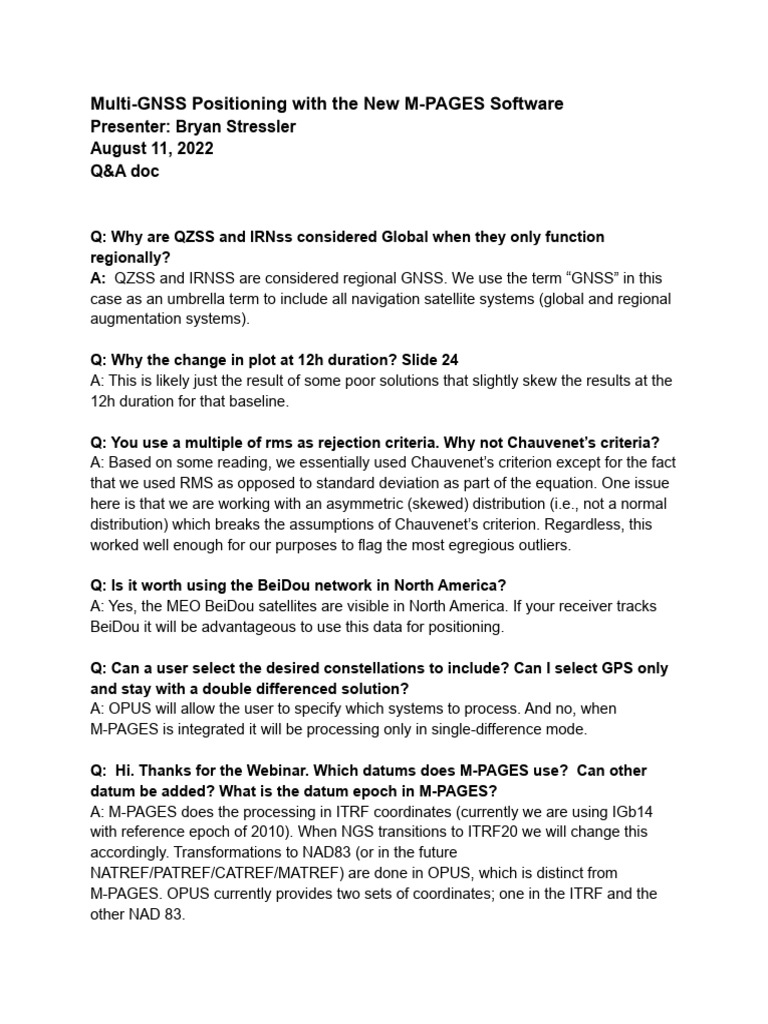 Multi-GNSS Positioning with M-PAGES Software | PDF | Navigation | Geodesy