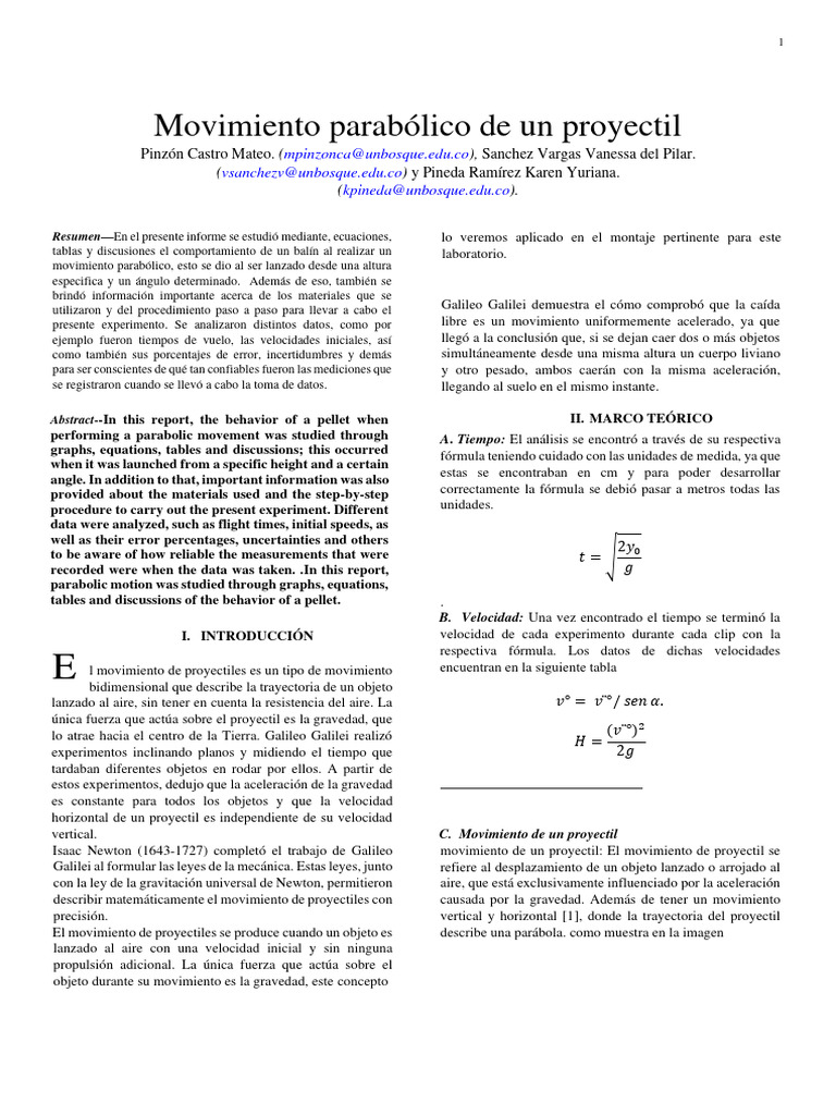 Laboratorio Fisica 1 Lab Mateo Pinzon, Karen Pineda y Vanessa Sanchez ...