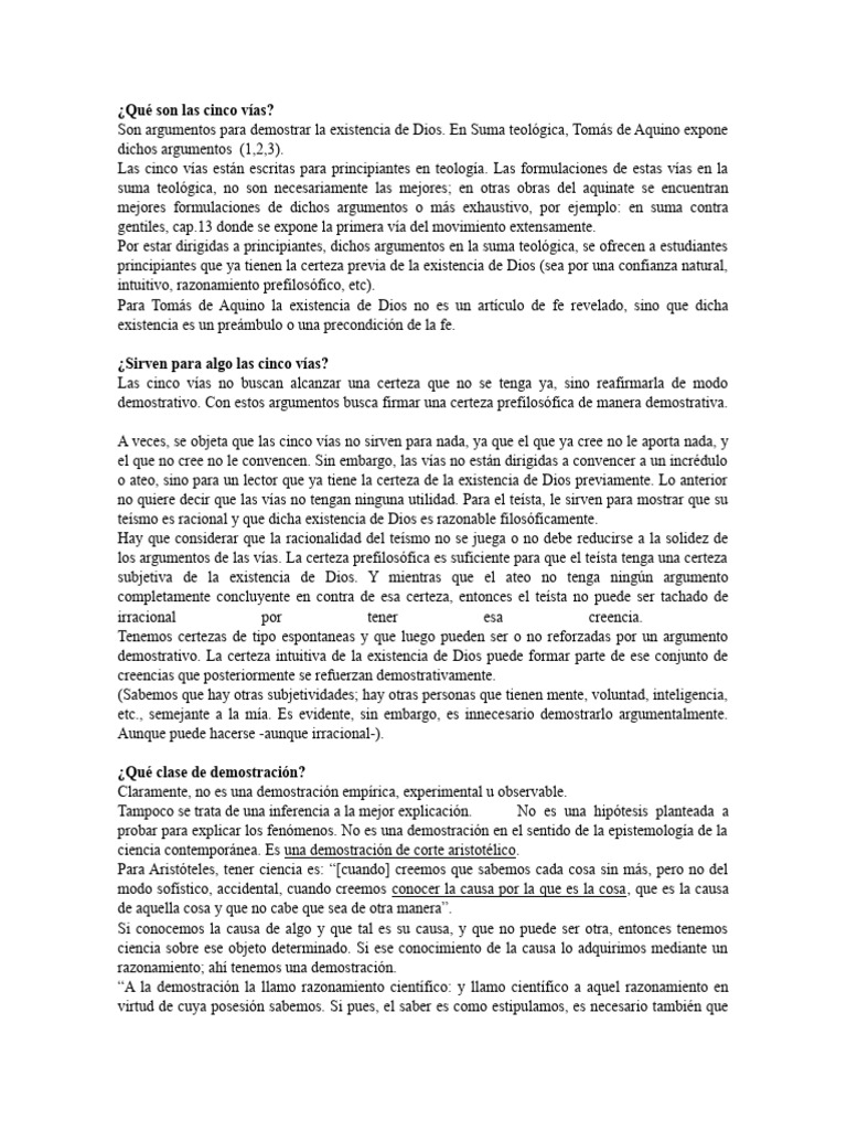 Cinco Vías | PDF | Causalidad | Existencia de dios
